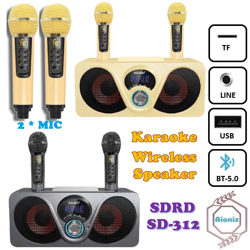 SDRD SD-312 Portable Family Karaoke System Condenser Wireless Stereo ...