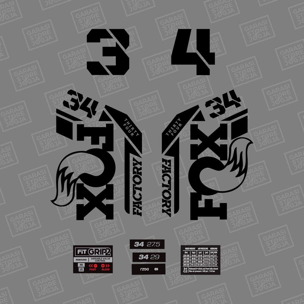 Fox Factory 34 Sticker Decal Black on Black | Shopee Malaysia
