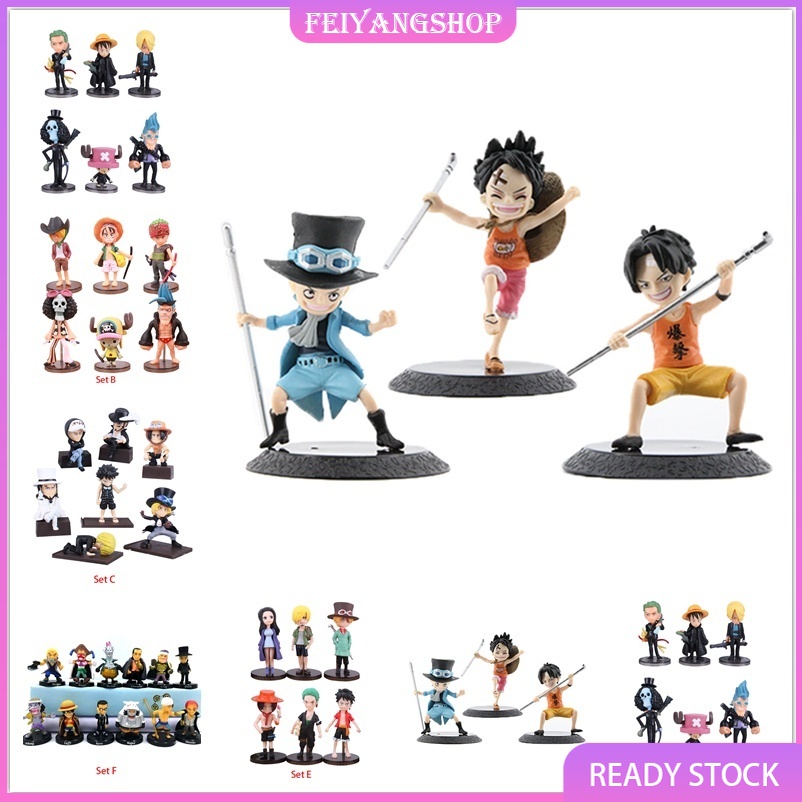 One Piece set Luffy Nami Chopper Zoro Sanji Brook Shiki Action Toy ...