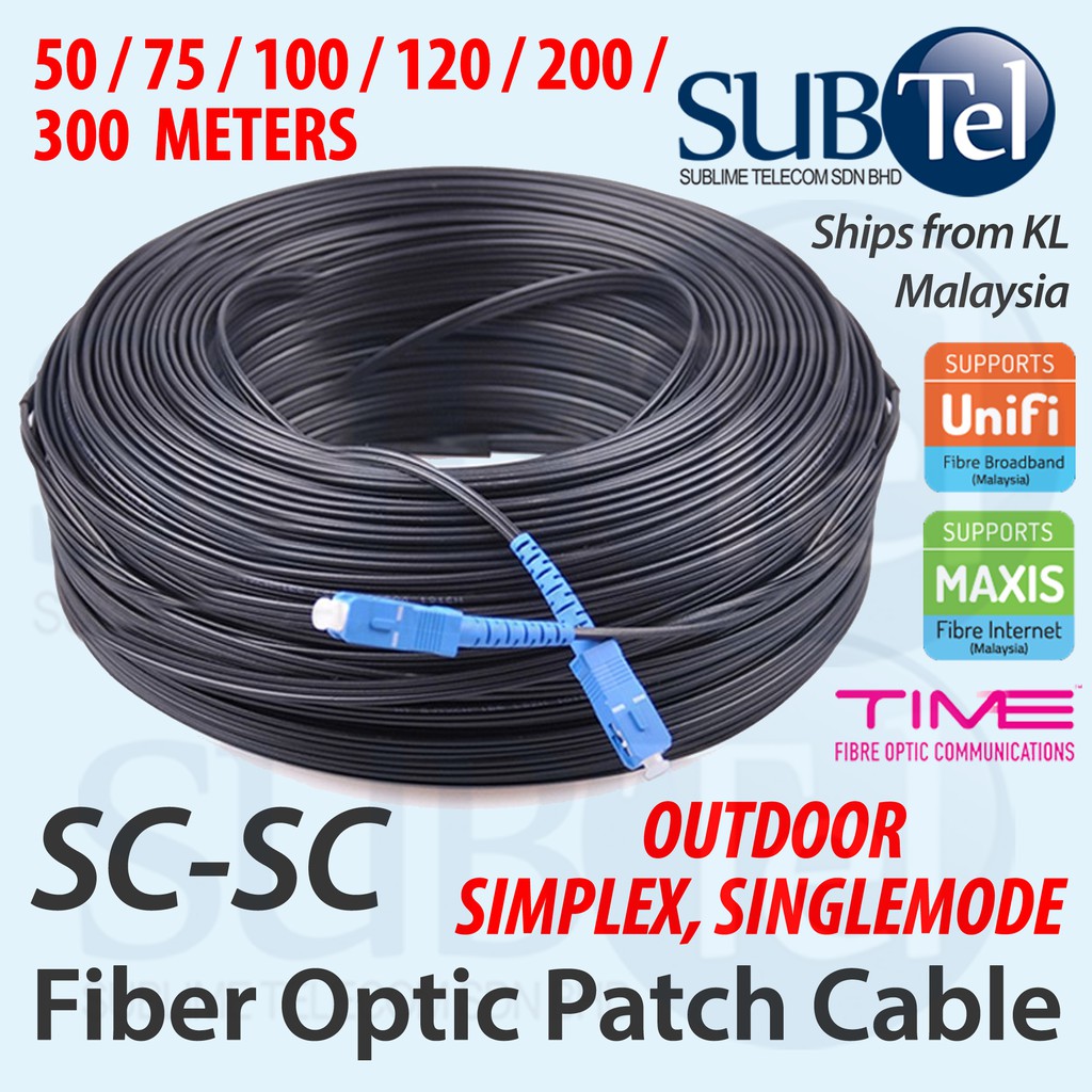 SC-SC Armored Fiber Drop Cable Single Mode Patch Cord 9/125 Optical Outdoor FTTH 50m 75m 100m ...