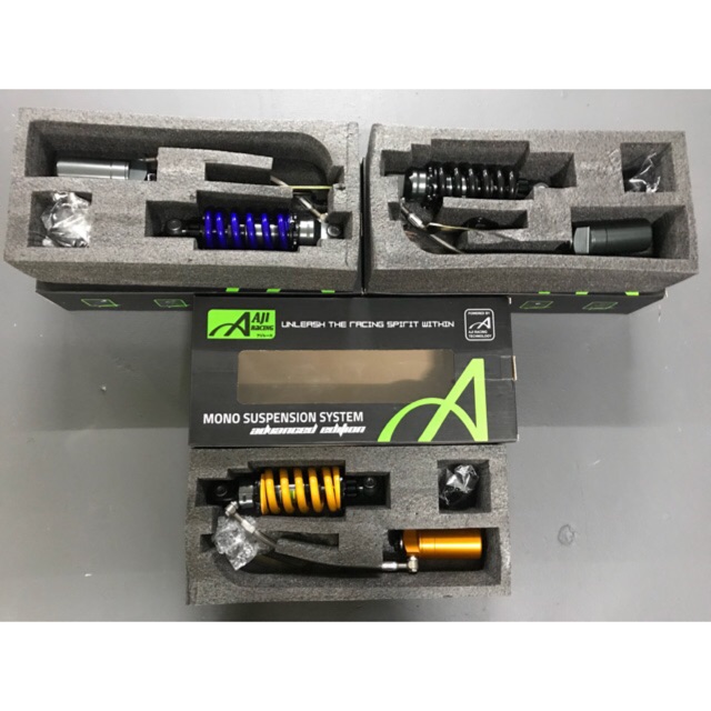 GAS ABSOBER MONO AJI RACING FOR RS150R 225MM BLACK,BLUE,YELLOW SET HOS ...