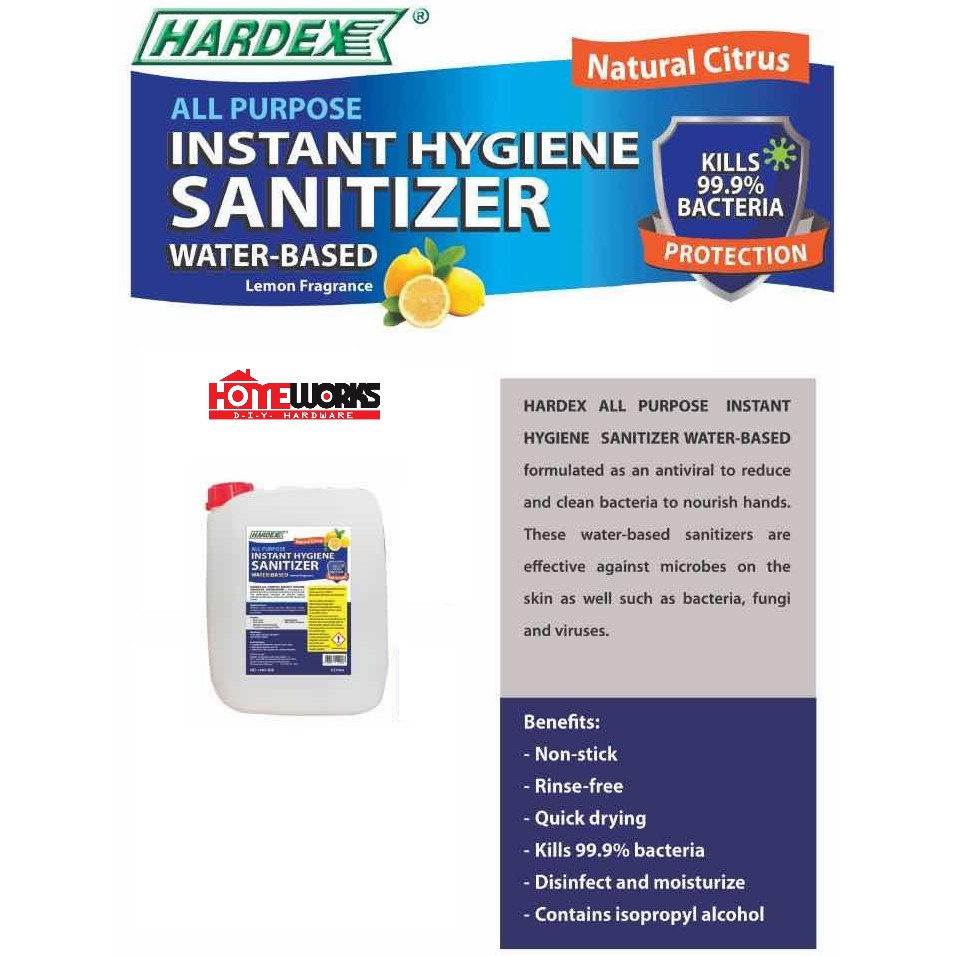 HARDEX HAND SANITIZER-WATER BASED (5LITERS) | Shopee Malaysia