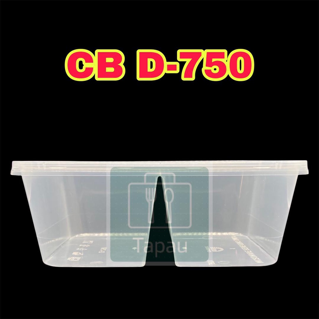 TAPAU - ( 50sets± ) CB D750 2 Compartment Container With Lid PP Plastic ...