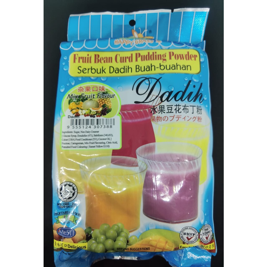 HAPPY GRASS JELLY FRUIT BEAN CURD PUDDING POWDER DADIH 360GM/PKT X 2PKT ...