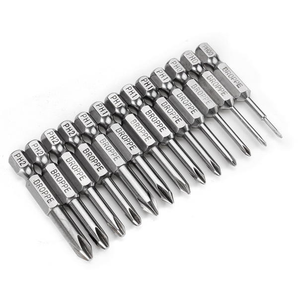 13Pcs Screwdriver Cross Head Magnetic Bit, S2 Steel 1/4" Hex Shank ...