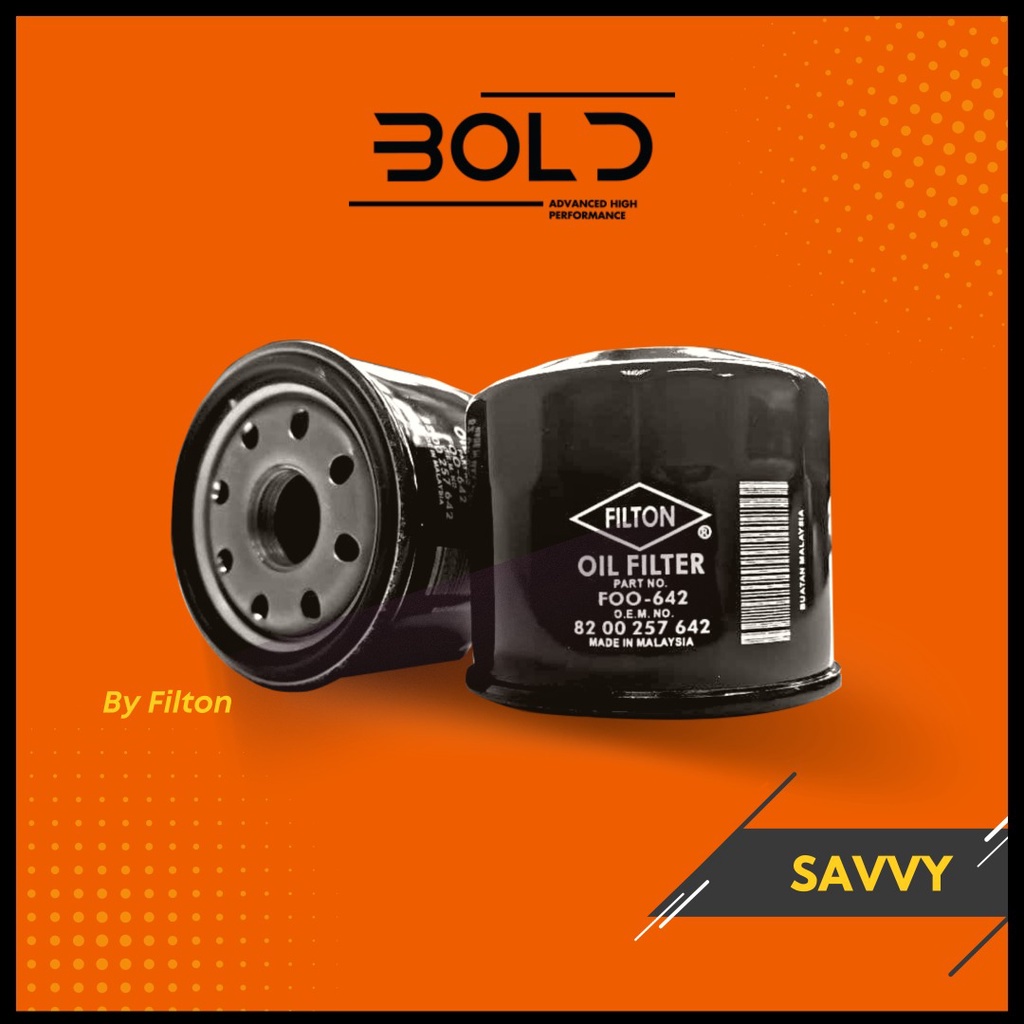 SAVVY ONLY Engine Oil Filter By Filton Brand FOO-642 BOLD Proton Car ...