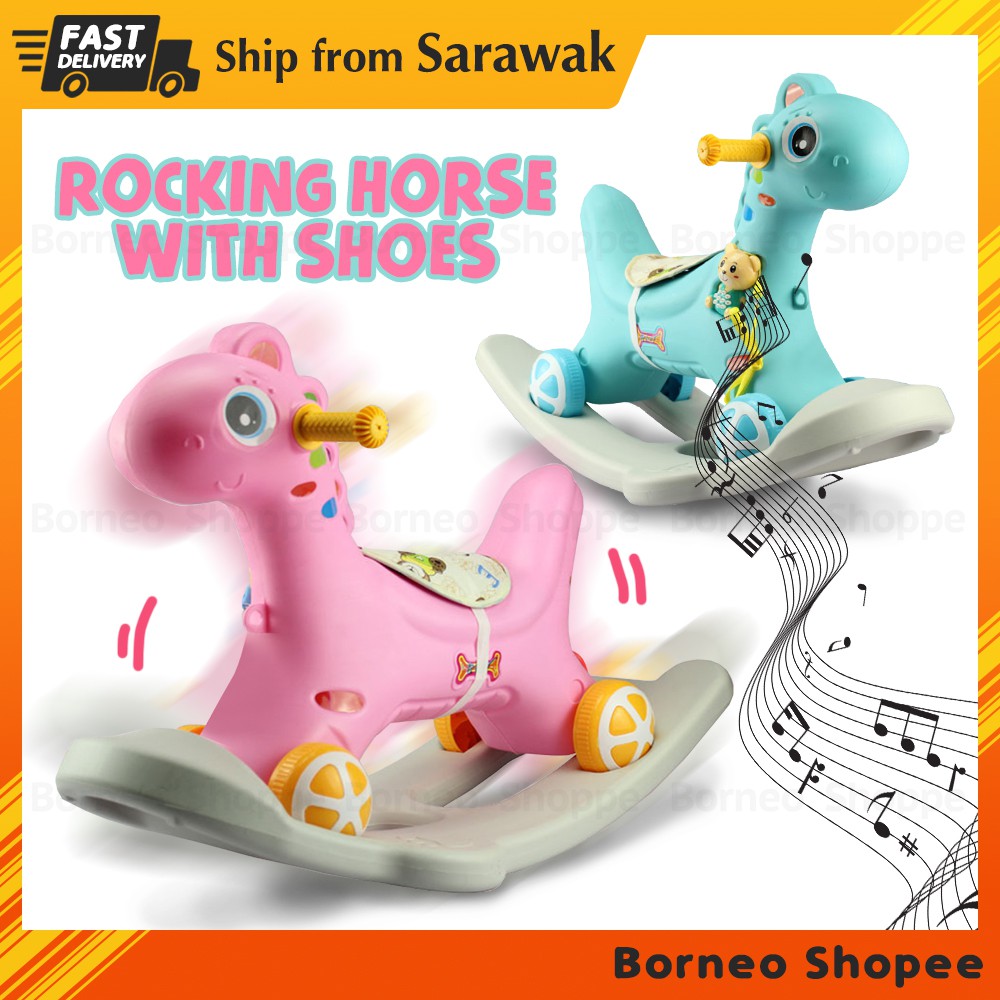 ROCKING HORSE WITH SHOES Kuda Goyang Mainan Budak 2 In 1 ...