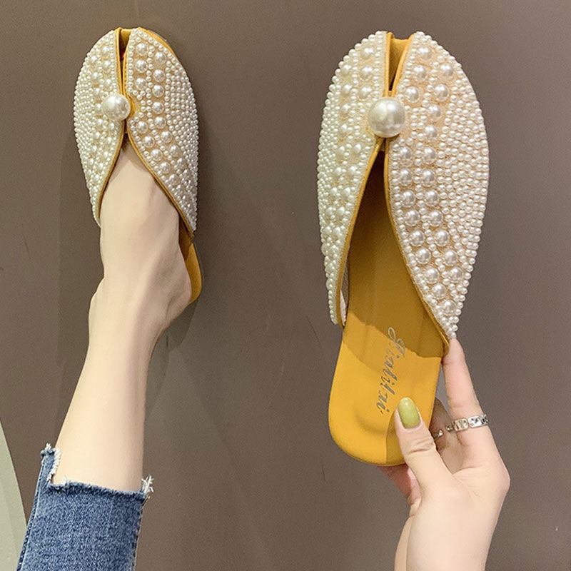 O.RIYA// Flat Sandals Baotou Half Slippers Women 2022 Days New Style ...