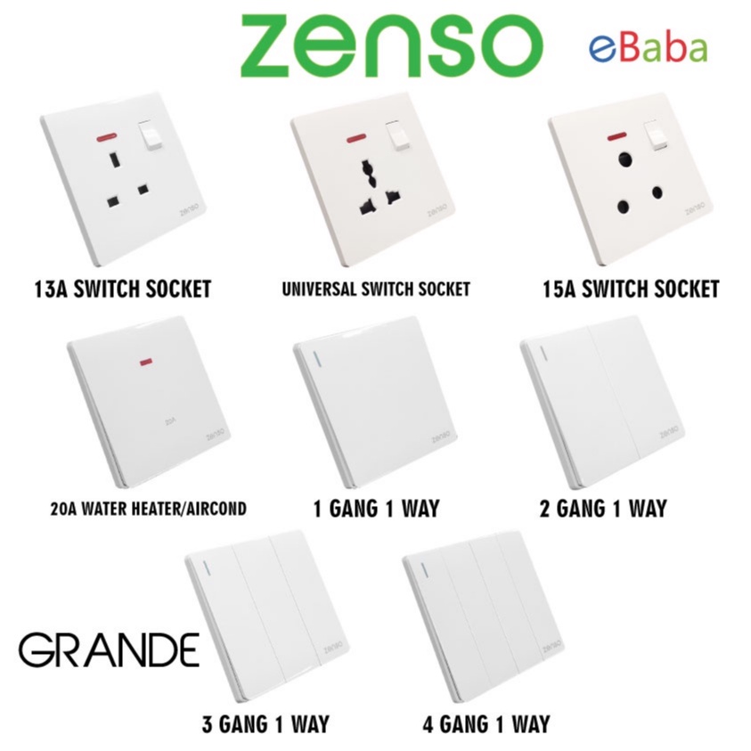 [SIRIM] Zenso Grande Switches & Sockets - Grande White Color #1gang ...