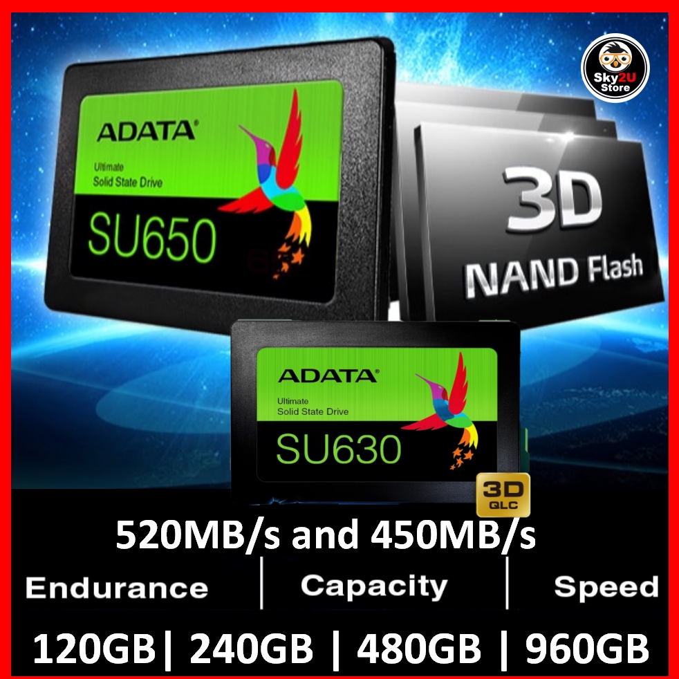 ADATA SU650 2.5" SATA SOLID STATE DRIVE SSD (120GB / 240GB/480GB/960GB ...
