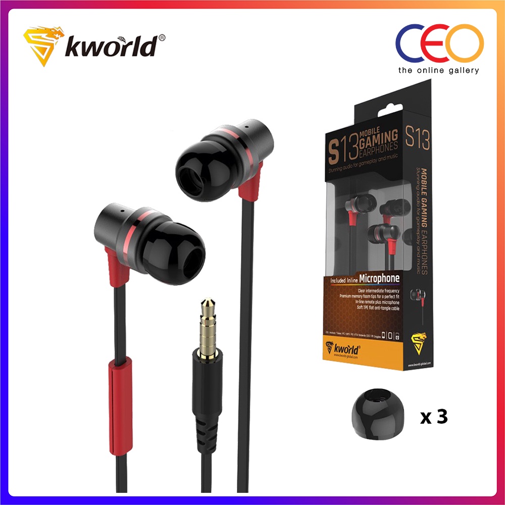 Kworld Mobile Gaming Earphones Clear Middle Frequency Inline Microphone ...