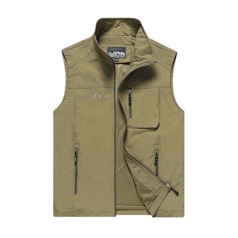 Plus size M-7XL new men's vest vest loose stand-up collar vest outdoor ...