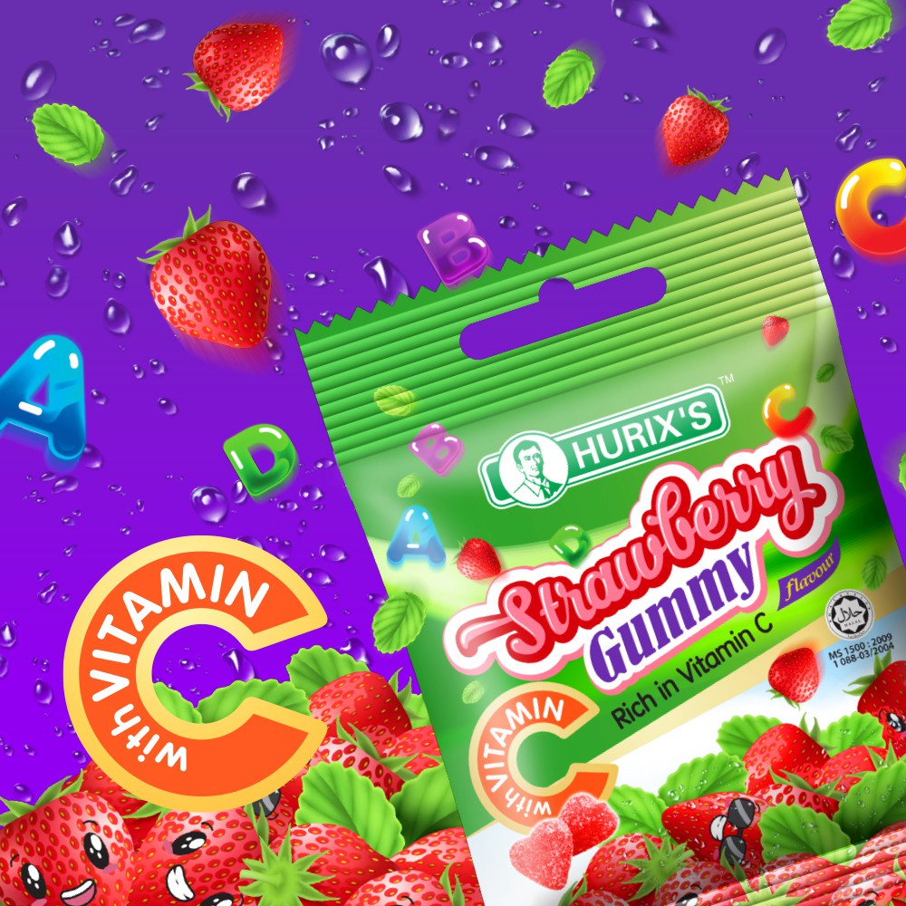 HURIX'S 🍓 STRAWBERRY GUMMY VITAMIN C 10G X 20PACKS | Shopee Malaysia