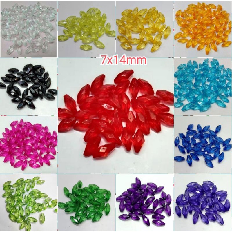 7x14mm Faceted Acrylic Rice Beads | Shopee Malaysia