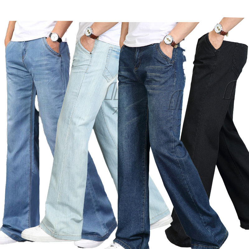 Friday bootcut jeans men Casual Loose slack jeans men blue black denim ...
