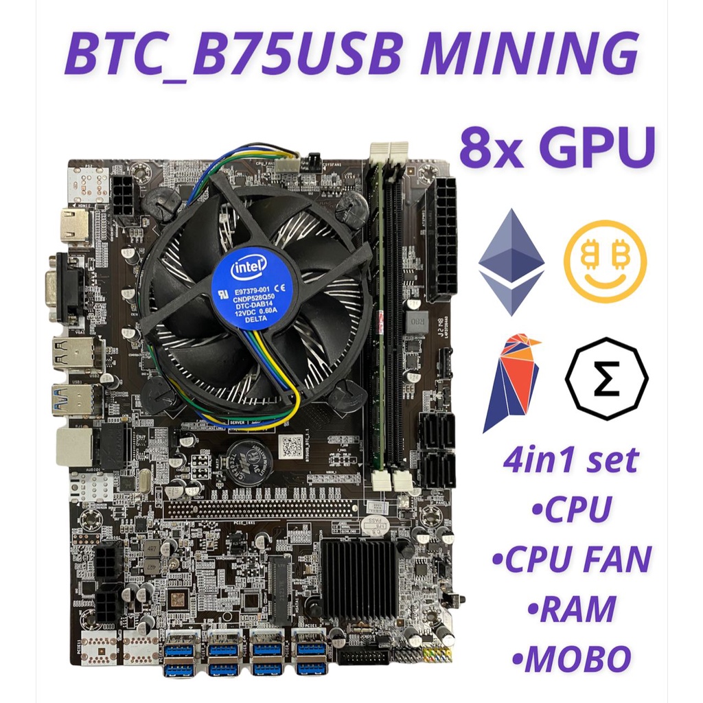 Mining Motherboard 8 GPU USB SET | Shopee Malaysia