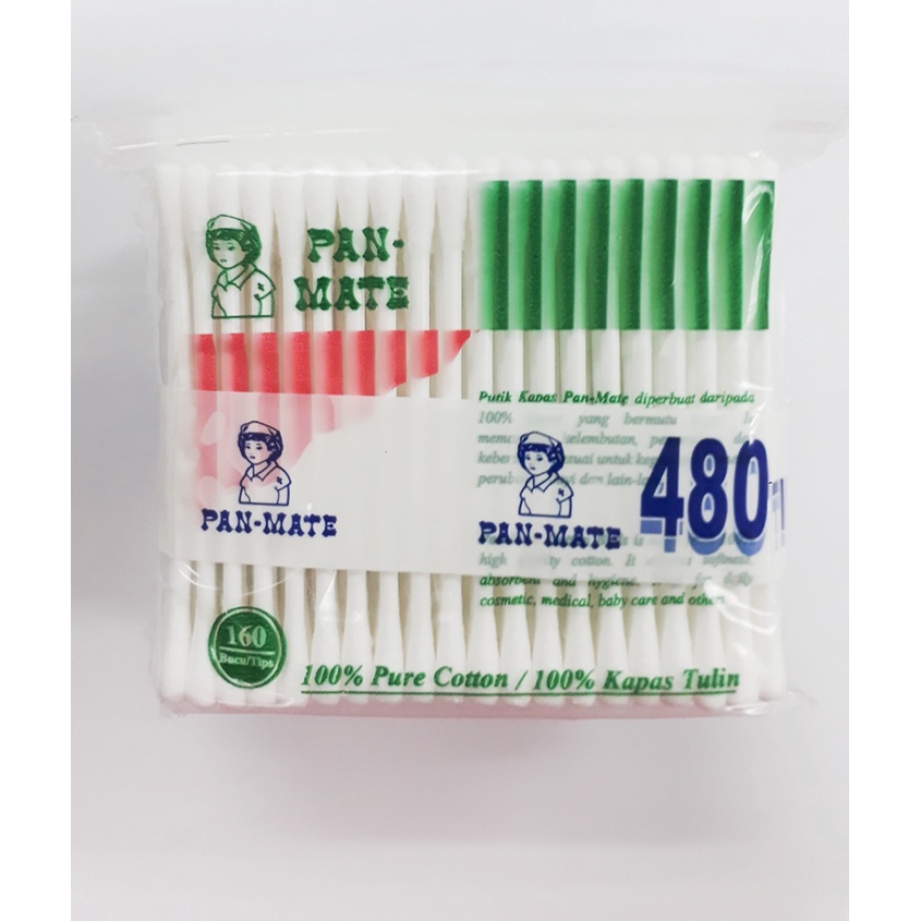 Pan-Mate 100 % Pure Cotton Buds 160's x3 (480 Tips / 480 bucu) | Shopee ...