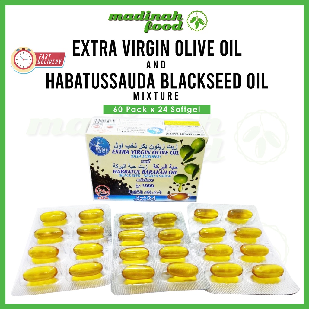 EXTRA VIRGIN OLIVE OIL & BLACKSEED MIXTURE CAPSULE OIL (24 SOFTGEL ...