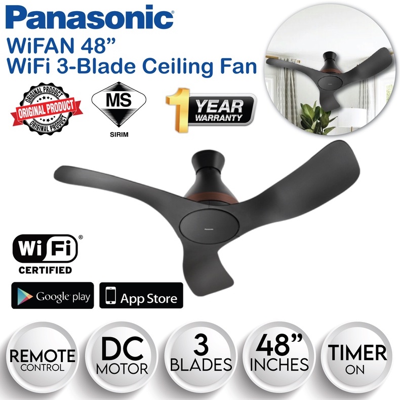 PANASONIC F-M12EC CEILING FAN WIFAN WIFI 3-BLADE F-M12ECVBKH | Shopee ...