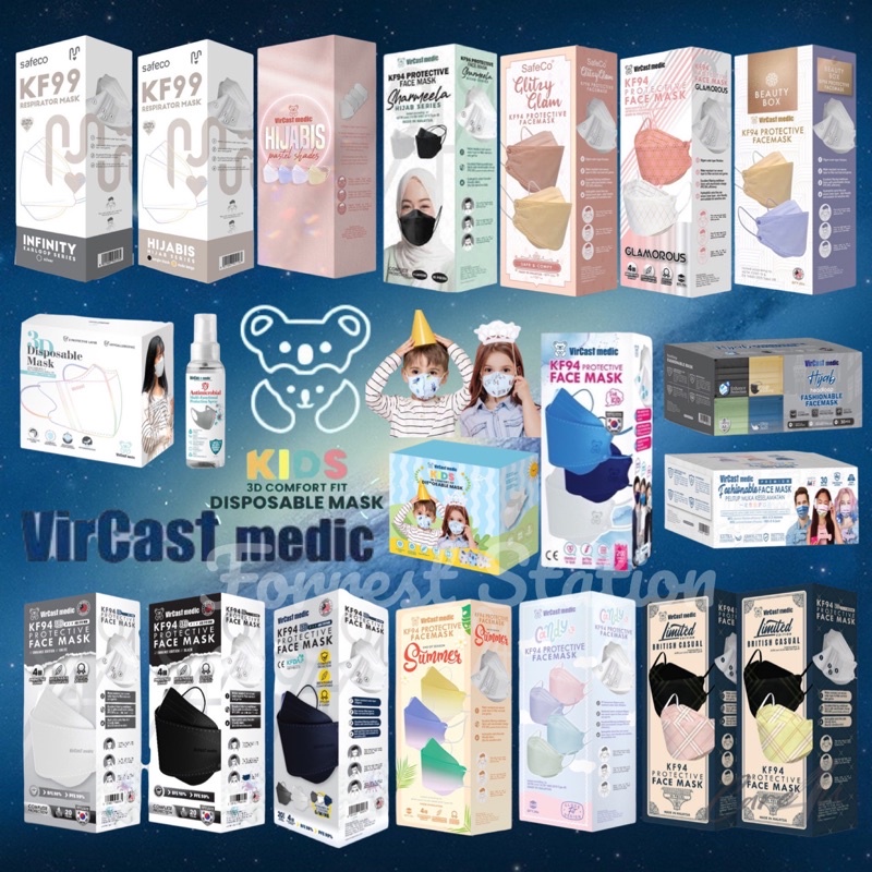 Vircast Medic Kids/Adult 3ply/4ply/3D/KF94 Protective Face Mask (20's ...