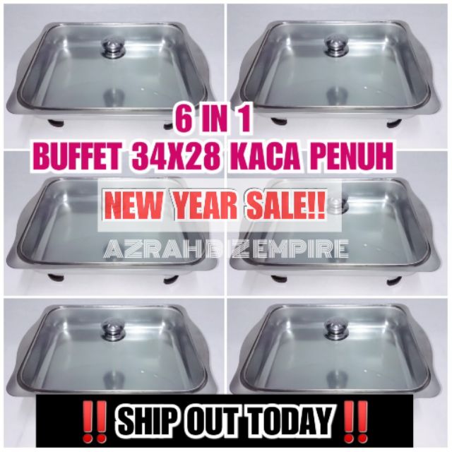 PROMOSI! (6 IN 1) 34X28 FULL GLASS LID BUFFET / SET BUFFET PETAK ...