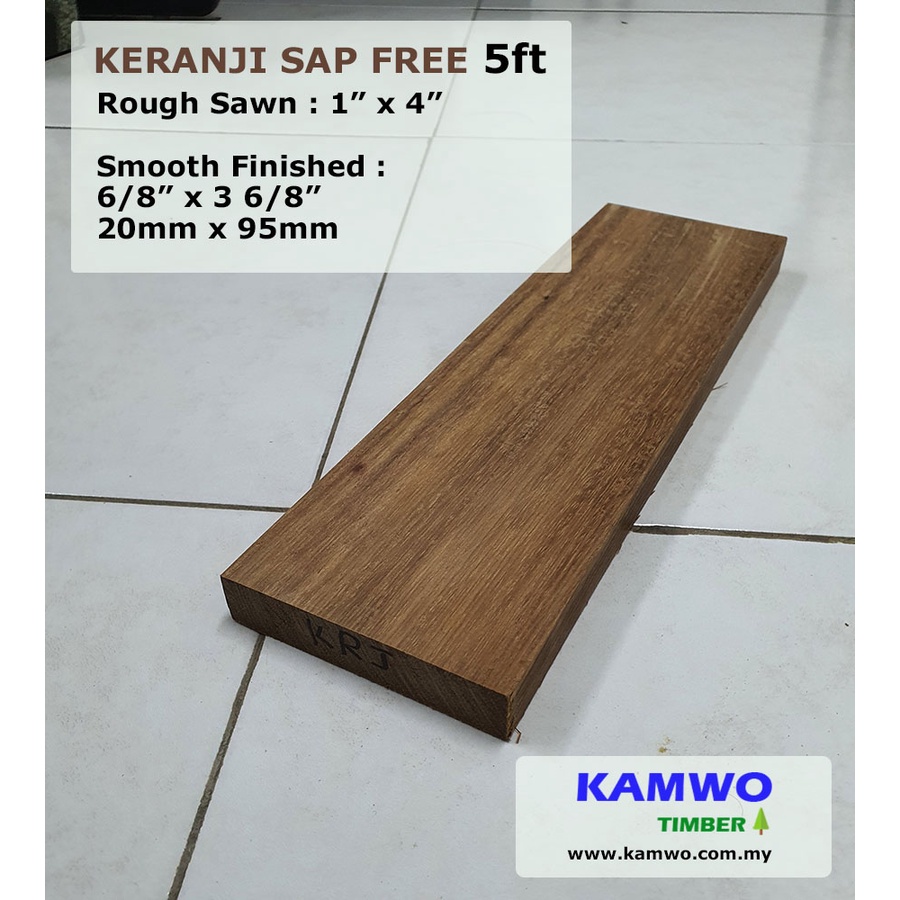 Keranji Timber (SAP FREE) (Rough, S4S, E4E, E2E) - 1" x 4" x 5ft ...