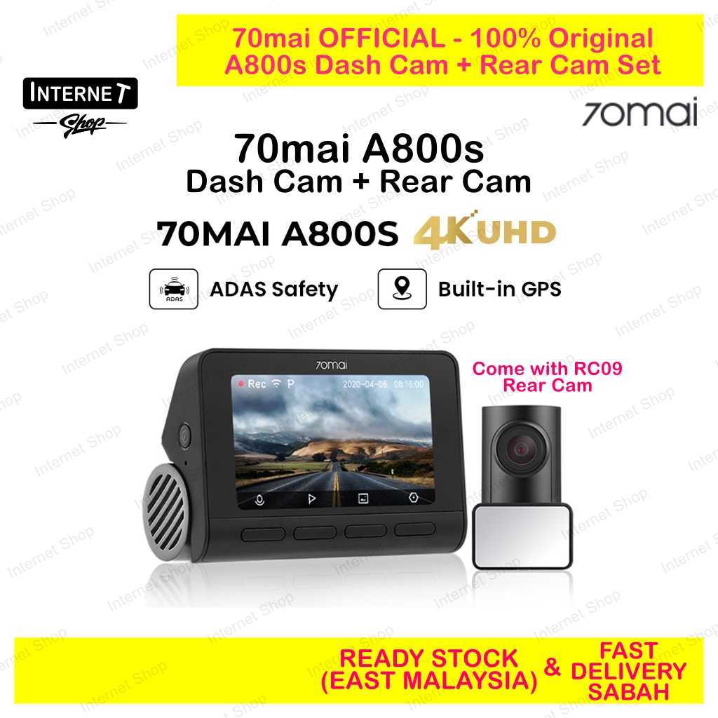 70mai SABAH A800S ORIGINAL 4K Dash Camera SONY Rear Cam A800 Adas ...