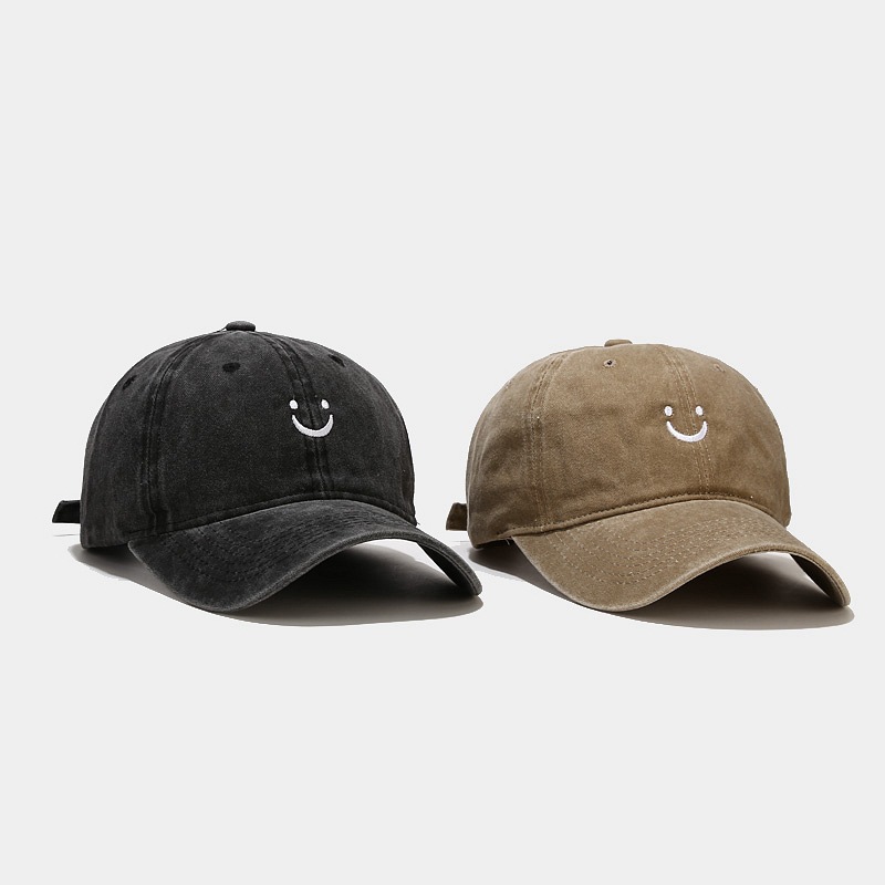 ins new expression smiley face washed old baseball cap men and women ...