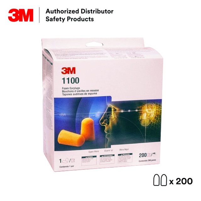 Ear plug ear muff 3M 1100 Uncorded Soft Foam Earplugs NRR 29 dB / 200 Pairs, Ready Stock ...
