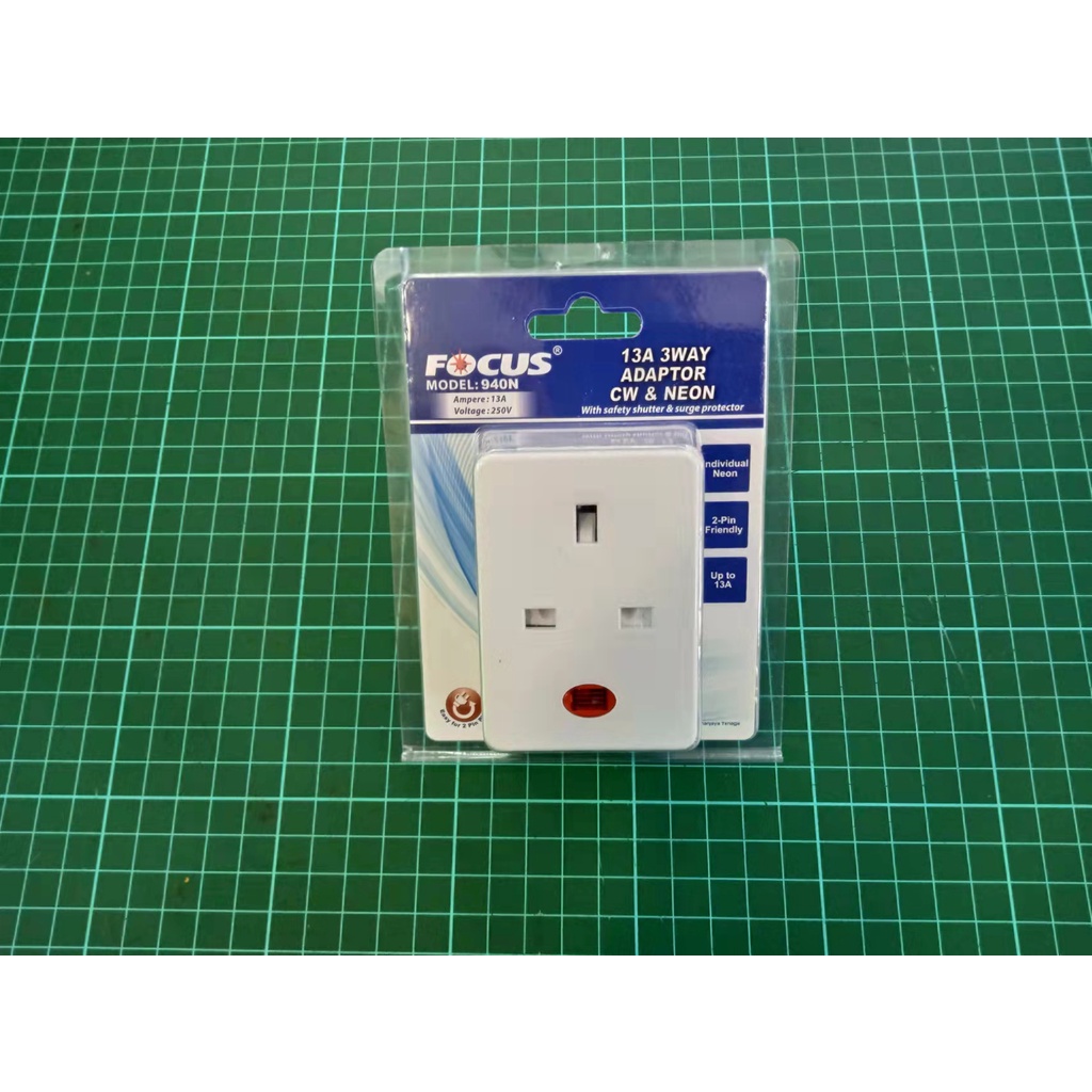 SIRIM APPROVED FOCUS 3 WAY ADAPTOR CW & NEON WITH SAFETY SHUTTER ...
