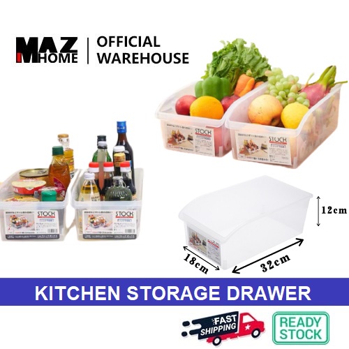 【Maz HOME】Refrigerator Lidless Drawer Transparent Desktop Storage Box ...