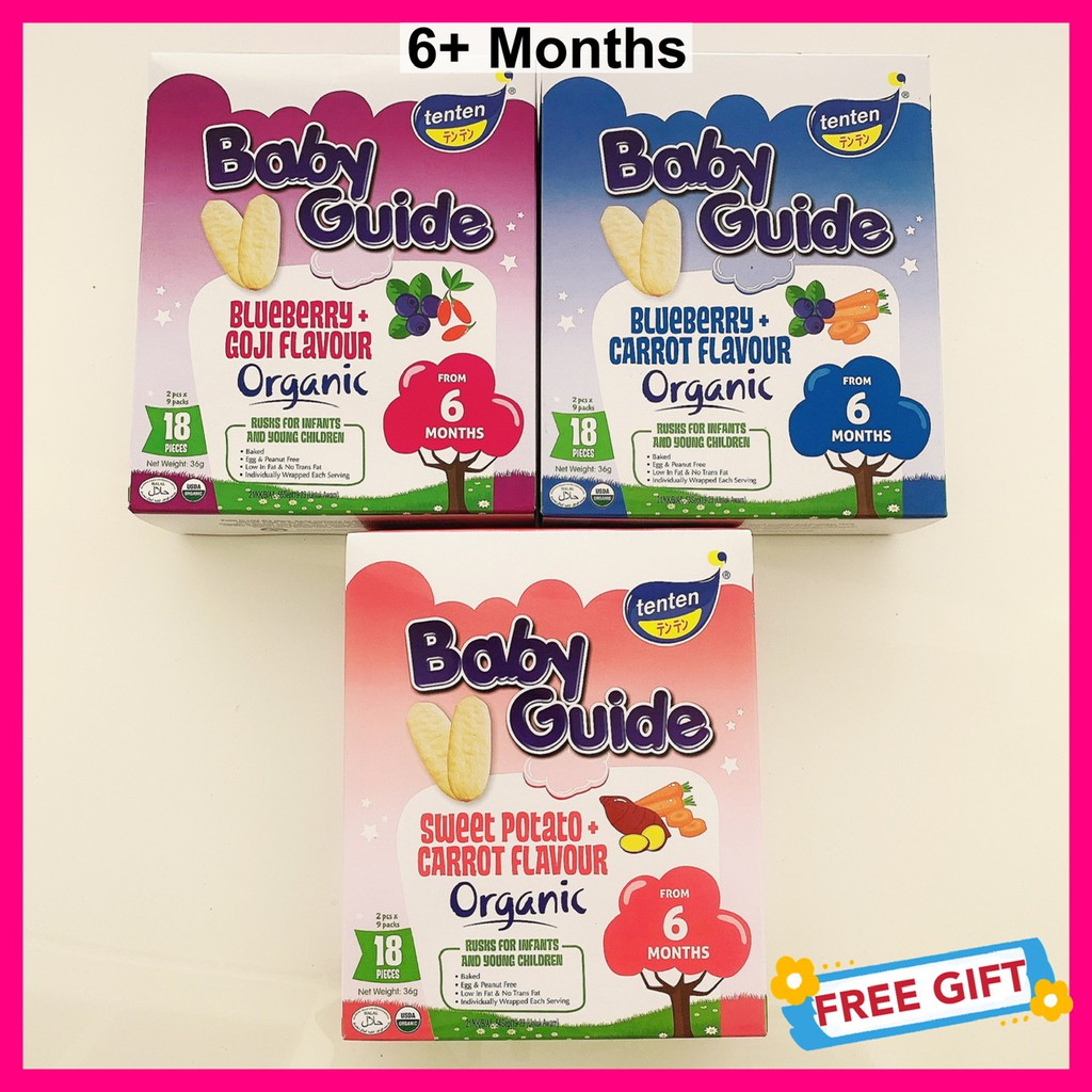 [Baby Food] TENTEN Baby Guide Organic Rice Rusks 36g (18 pieces ...