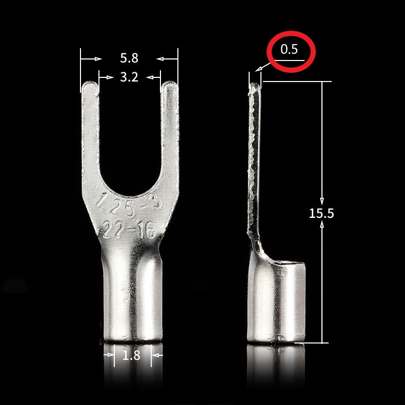 Cable Lug YLug ULug SNB1.25-3 1.5mm Y Type, U Type Non Insulated Spade ...