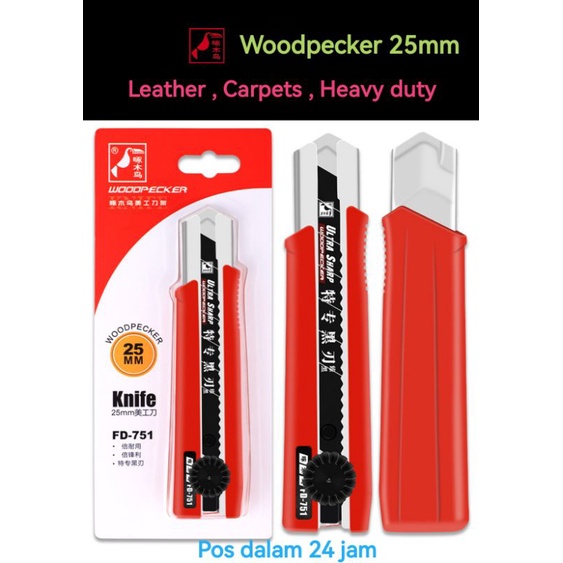 WOODPECKER 25mm HEAVY DUTY UTILITY KNIFE/Blade 18MM RUST PROOF EXTREME ...