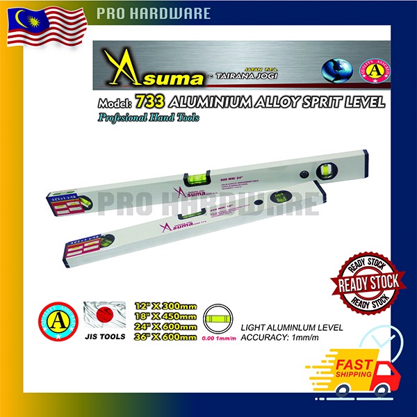 ASUMA Aluminium Spirit Water Level Ruler / Light Alloy White Water ...