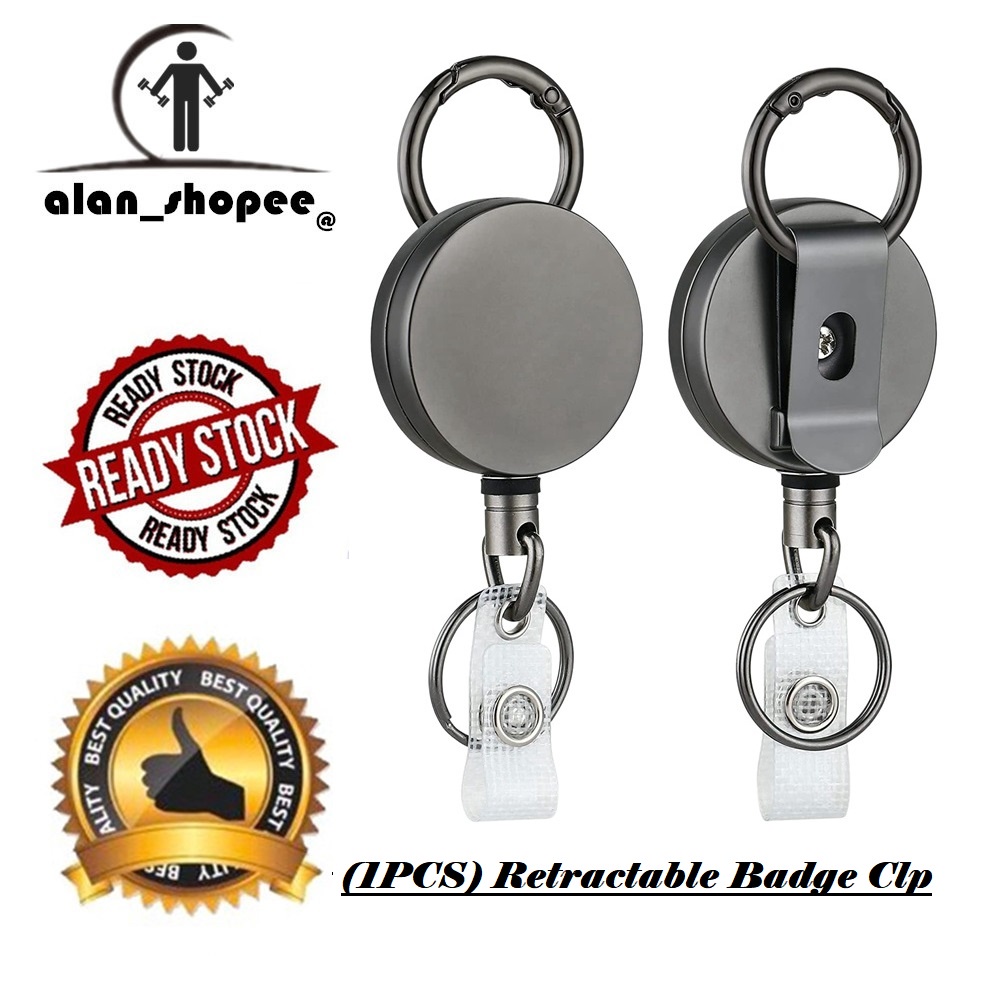 1PCS Heavy Duty Retractable Badge Holder Reel, Heavy Duty Metal ID ...