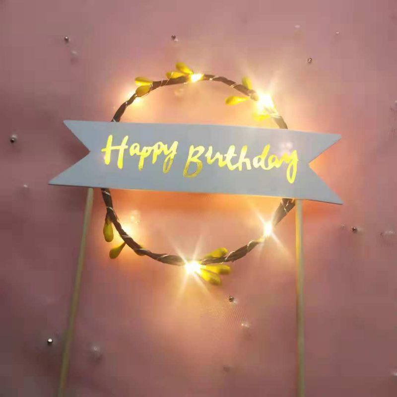 LED light happy birthday cake topper/ LED生日快乐蛋糕插件 | Shopee Malaysia