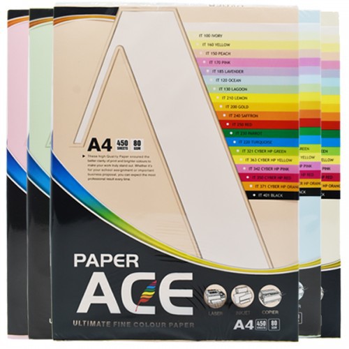 UNI ACE 80GSM A4 SIZE COLOUR PAPER (BLACK/ CYBER YELLOW/ GOLD/ LEMON ...