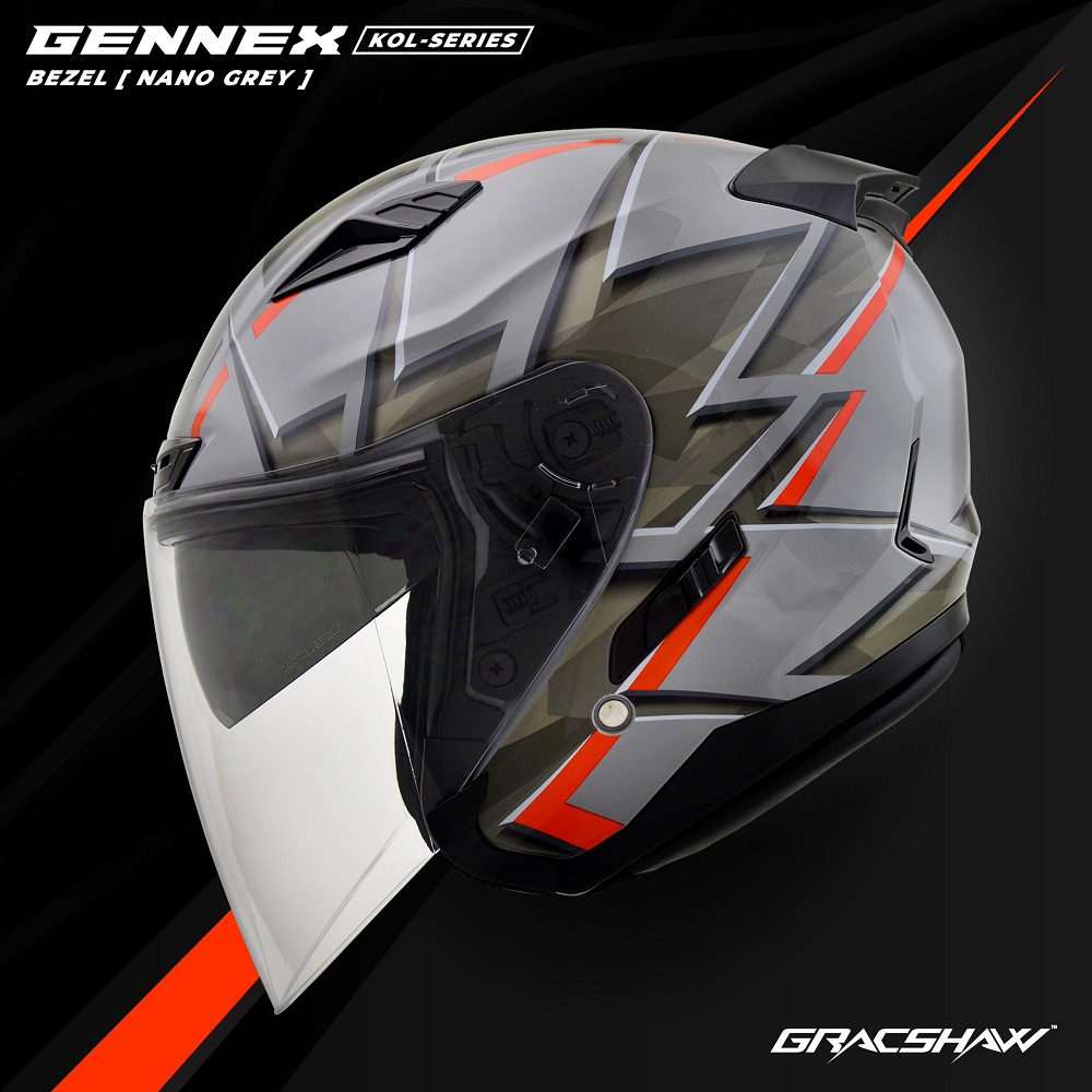 GRACSHAW GENNEX G535 KOL SERIES HELMET BEZEL DOUBLE VISOR HELMET NANO ...