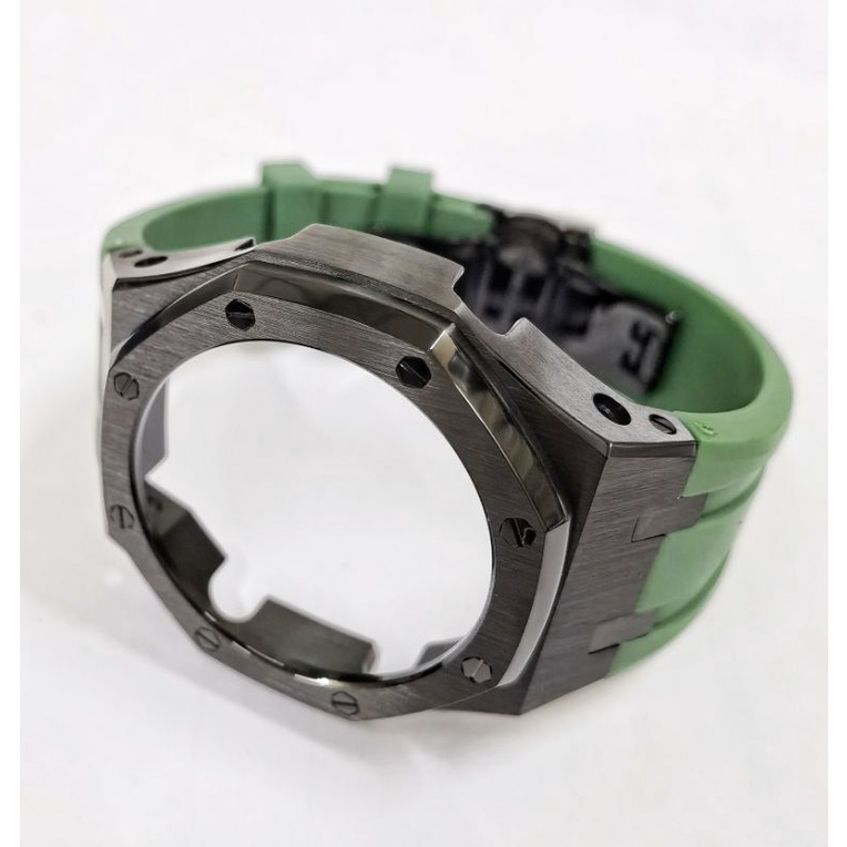 GA-2100 CUSTOM BEZEL & BAND.STEEL BEZEL + PU RUBBER BAND..BUTTERFLY ...