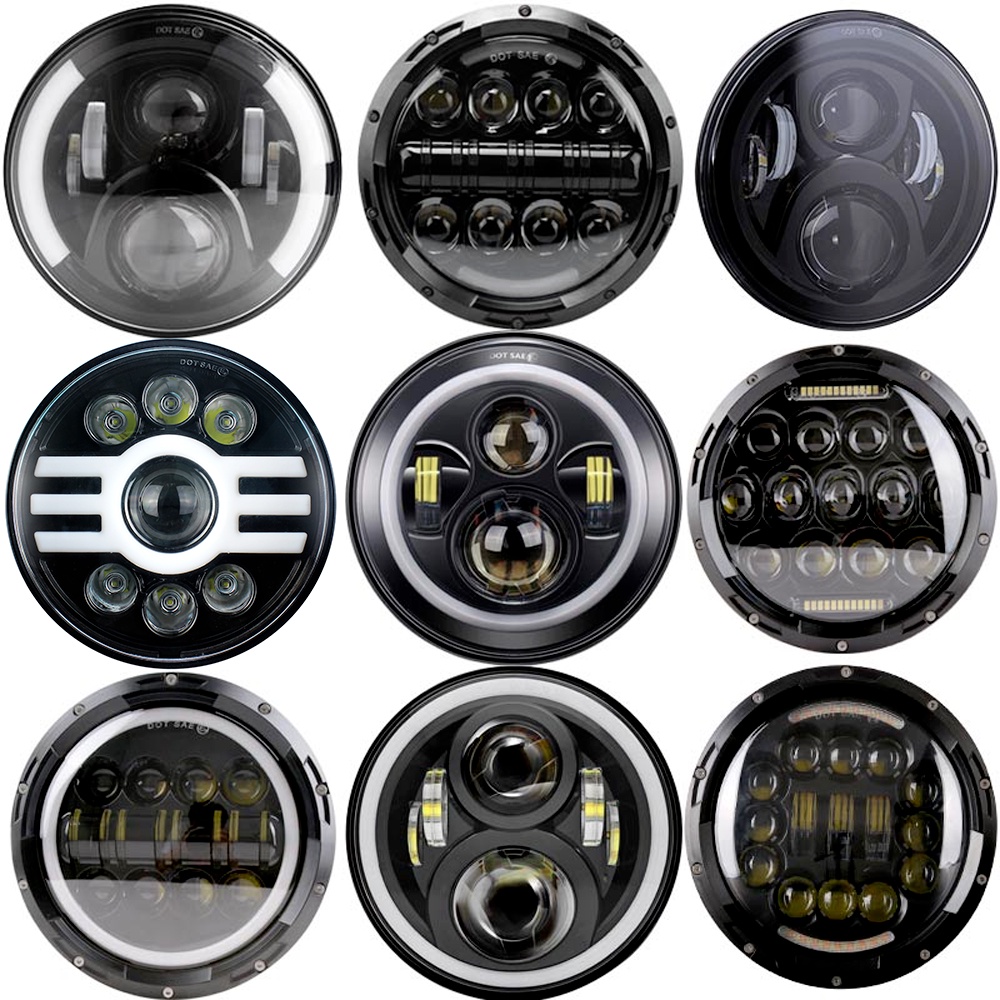 7” Round LED Projection Headlight For Harley Touring Rod FatBoy ...