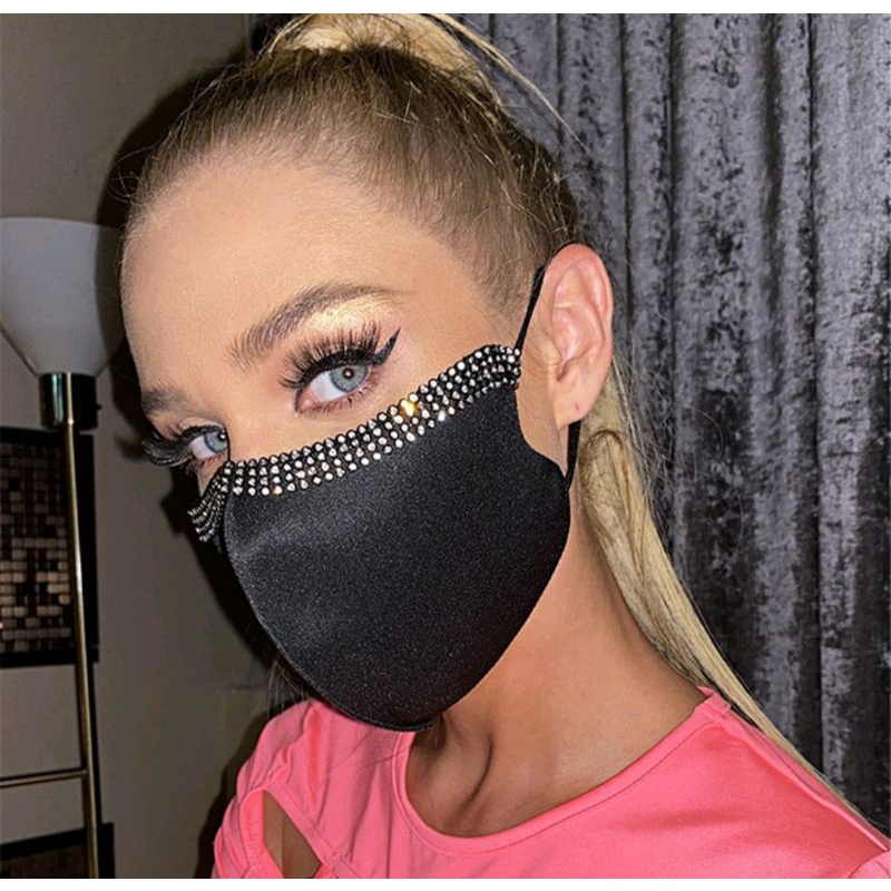 Rhinestone Mask Half Bling mask muka Cover Face Party Diamond mask ...