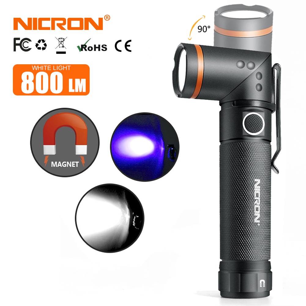 Nicron Rechargeable Flashlight with Cree LED 800 Lumens For Outdoor ...