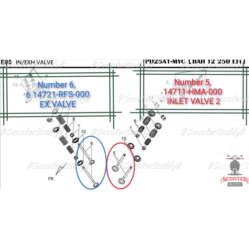 ORIGINAL SYM T2 / Symphony 250i EXHAUST VALVE (14721-RFS-000) / INLET ...