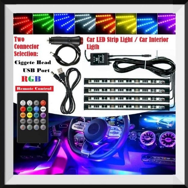 Car 9 Led Strip Light Car Interior Light Room Light Lampu Led Dalam ...