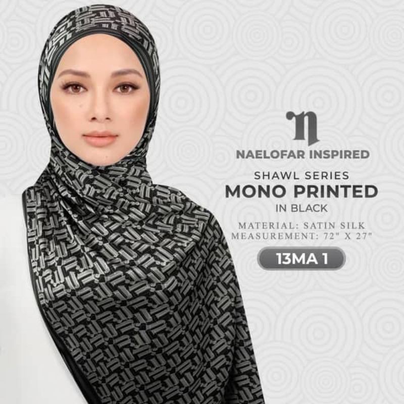 💥NEW COLLECTION💥Naelofar Mono Printed Shawl Collection | Shopee Malaysia