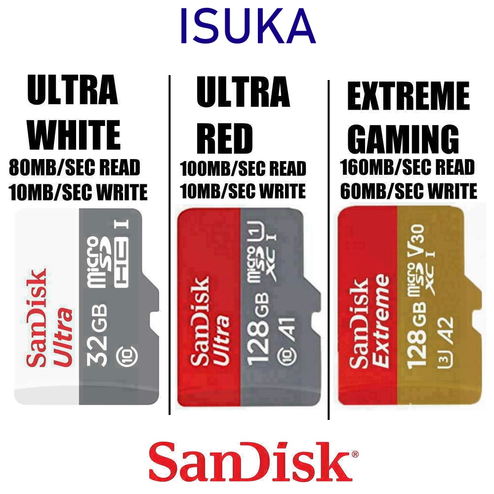 SanDisk Ultra/Extreme Class 10 Micro SD Memory Card (16GB/32GB/64GB ...