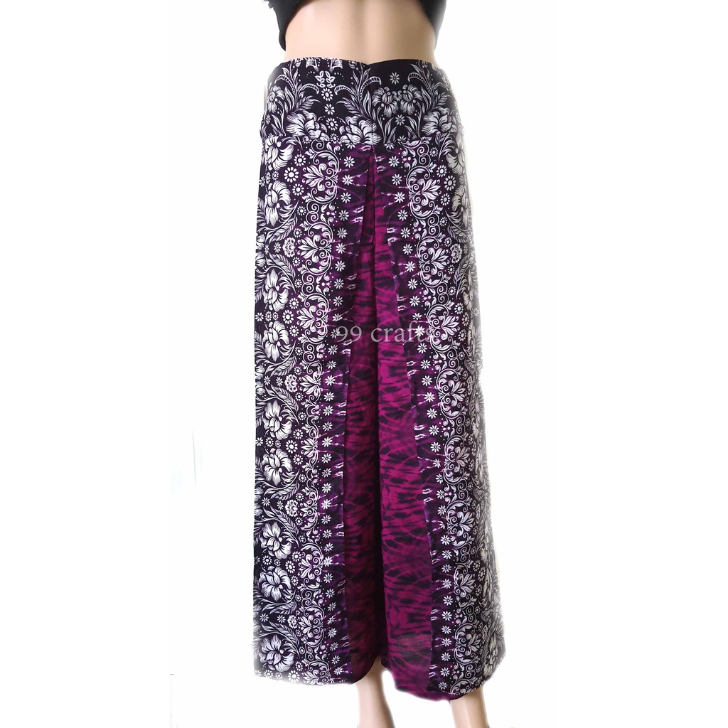 1 pcs woman fashion palazzo batik culottes pants floral graphic design ...