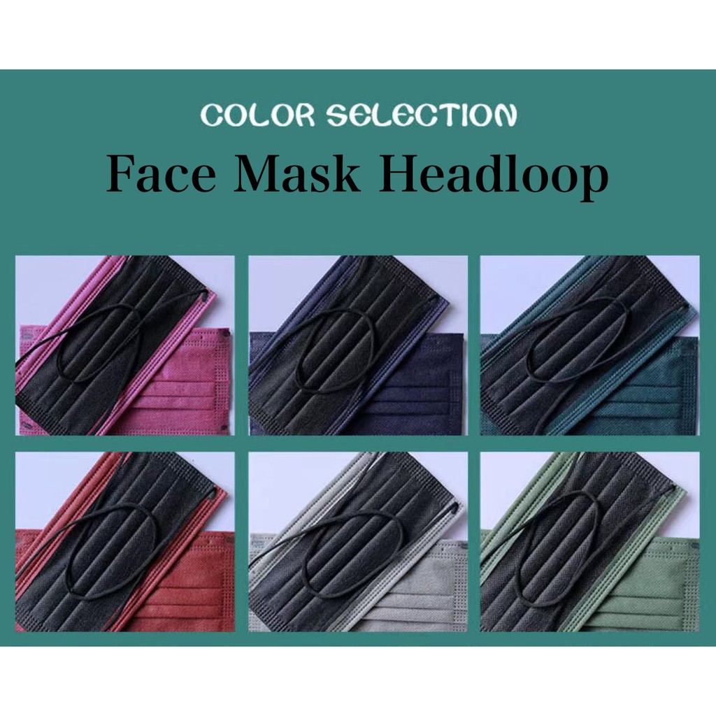 50pcs Mask 3ply Face Mask Hijab Mask Head Loop Headloop Mask Adult Face ...