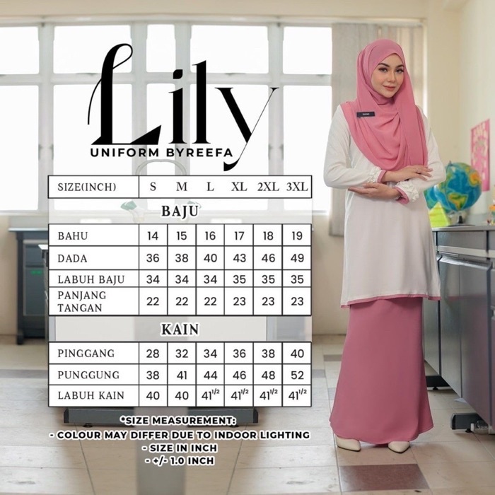 🆕[REEFA] LILY UNIFORM KURUNG moden baju cikgu ppim krs polis bomba ...